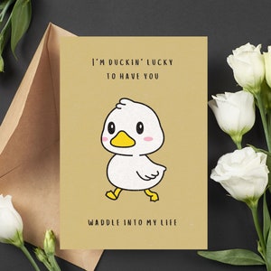 Cute Duck Greeting Card With Adorable Rubber Duck i'm Duckin' Lucky to ...