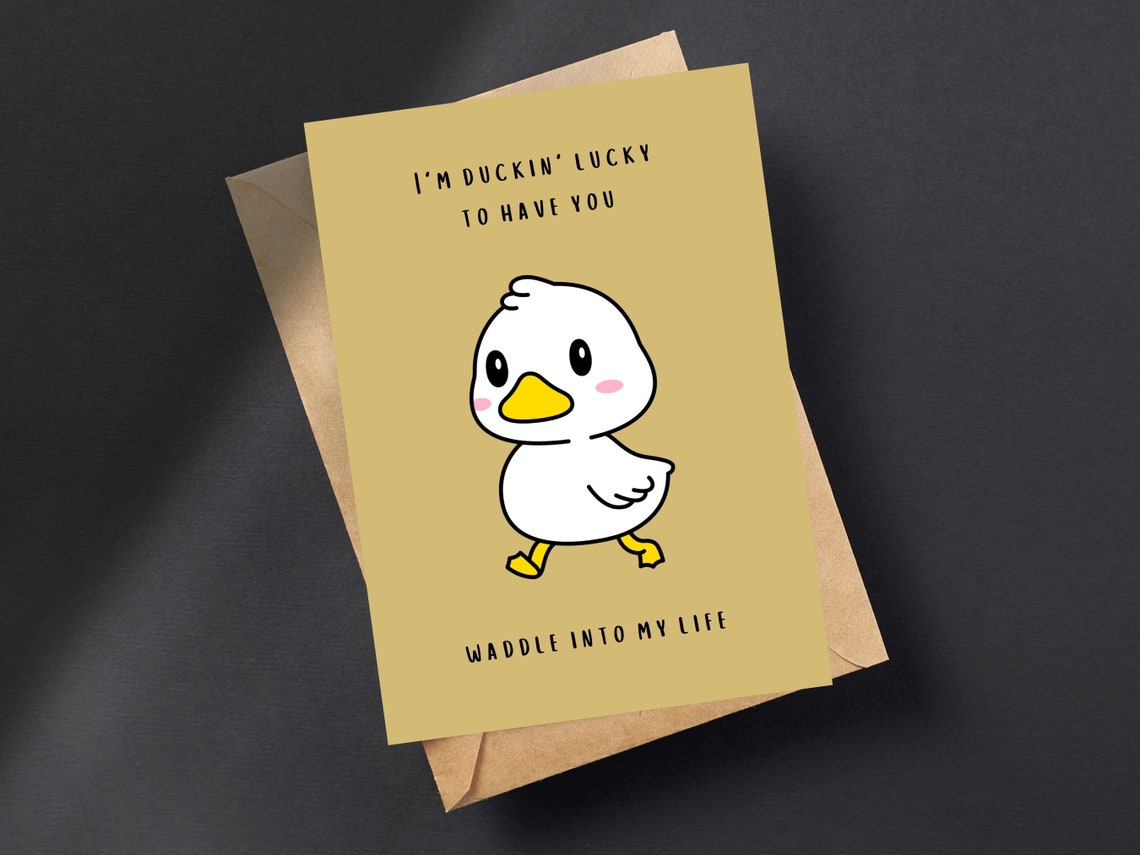 Cute Duck Greeting Card With Adorable Rubber Duck i'm Duckin' Lucky to ...
