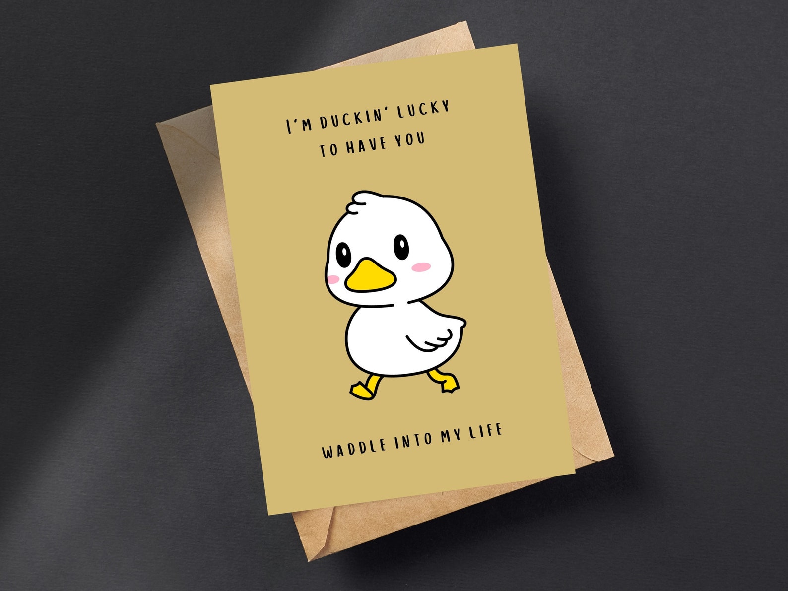 Cute Duck Greeting Card With Adorable Rubber Duck i'm Duckin' Lucky to ...