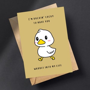 Cute Duck Greeting Card With Adorable Rubber Duck i'm Duckin' Lucky to ...