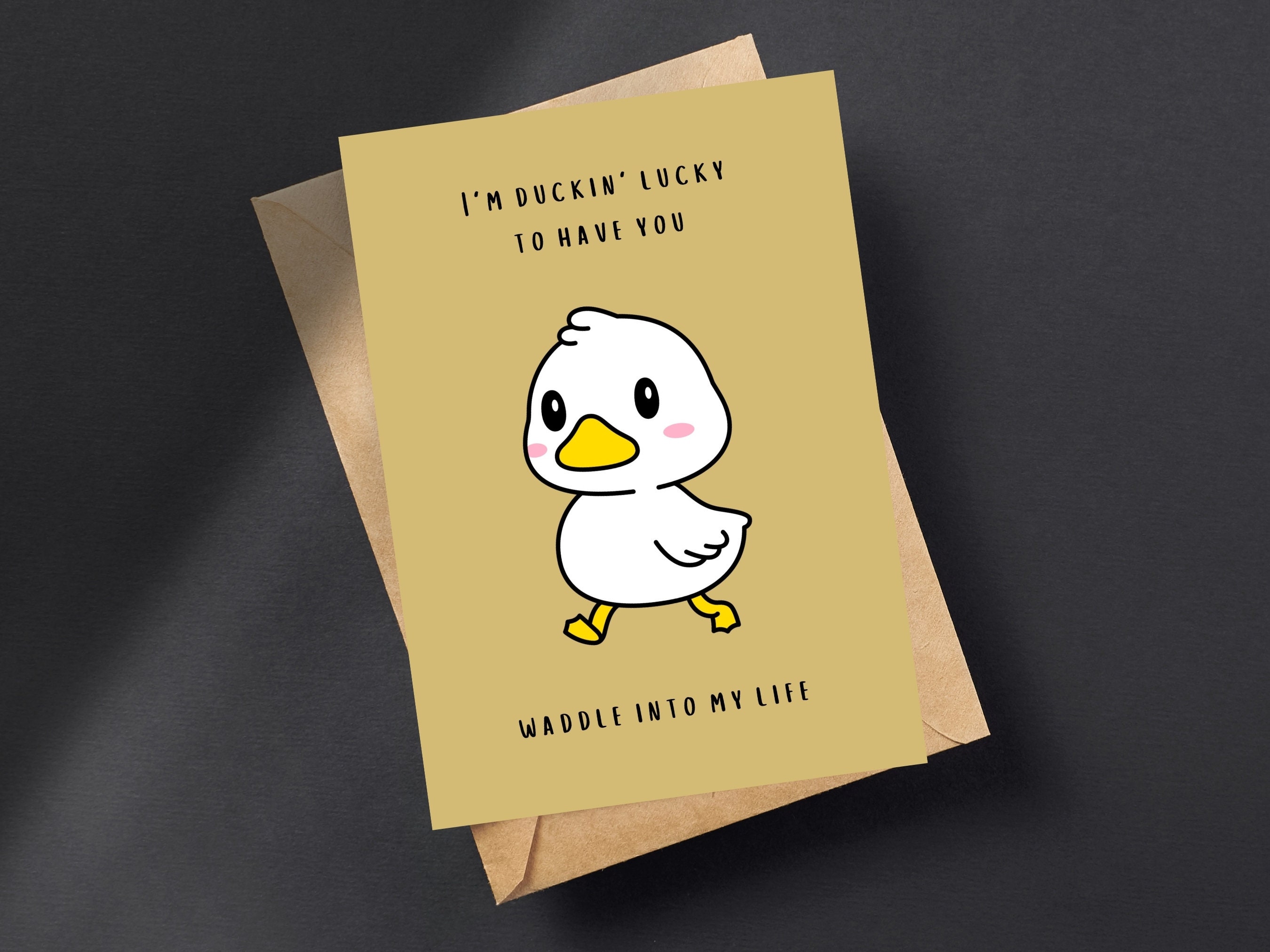 Cute Duck Greeting Card With Adorable Rubber Duck i'm Duckin' Lucky to ...
