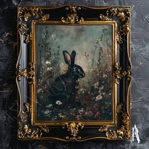 PRINTED & SHIPPED Moody Rabbit| Vintage European Art, Dark Moody Prints ...