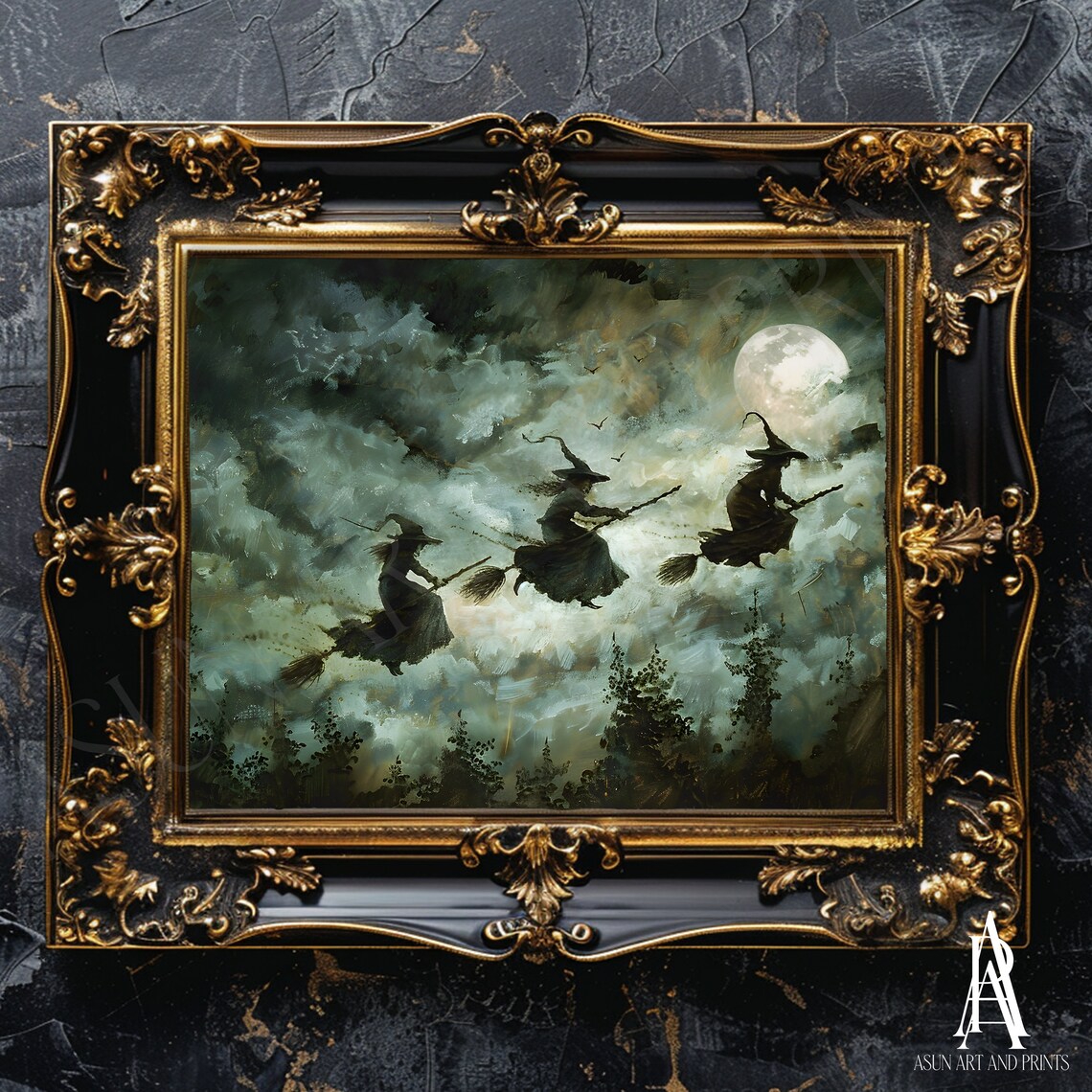Dark Moody Witches Oil Painting | Witchy Vintage Halloween | Witchy ...