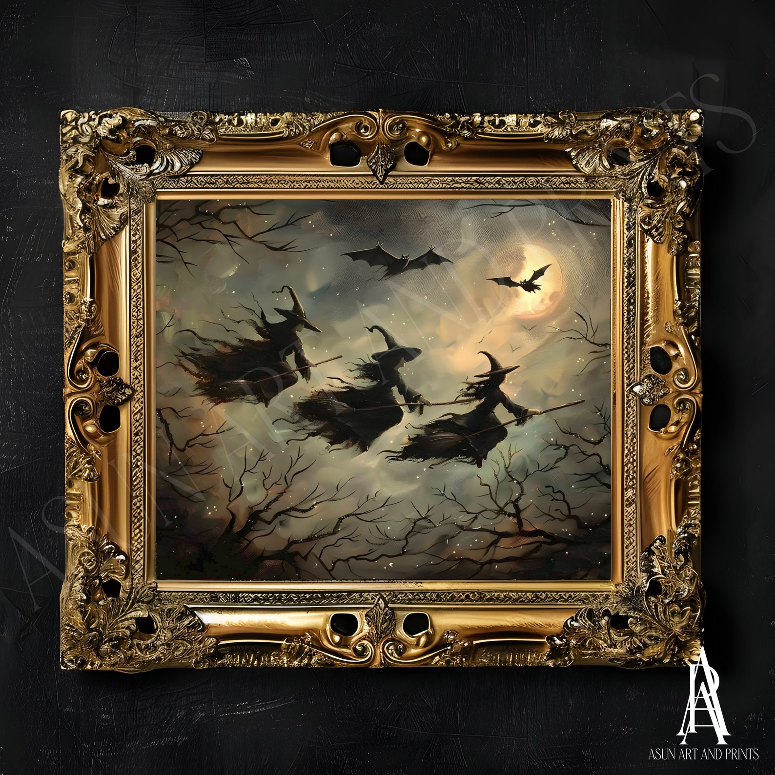 Dark Moody Witches Oil Painting | Witchy Vintage Halloween | Witchy ...