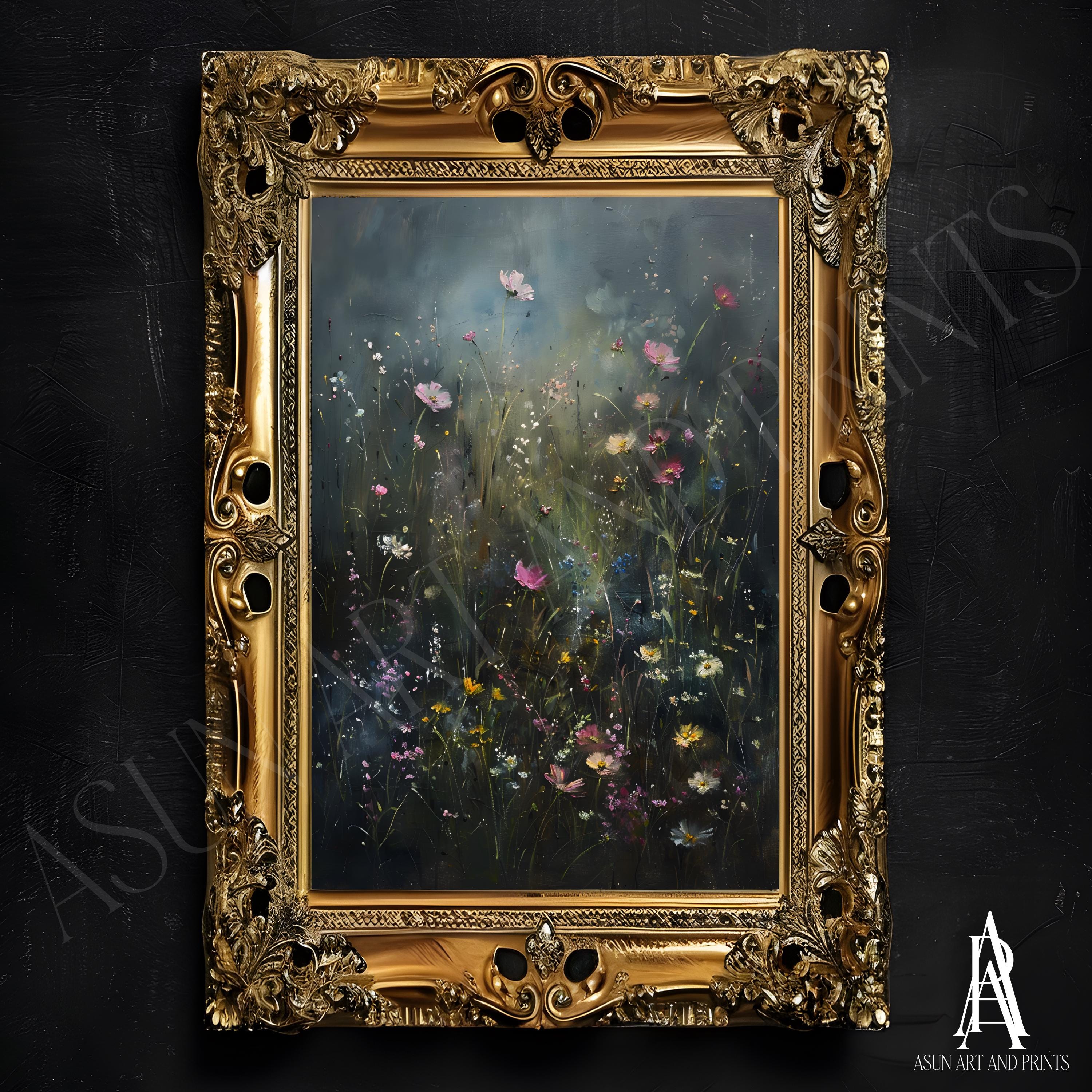 MOODY FLORAL PAINTING | Vintage European Art, Dark Moody Prints ...