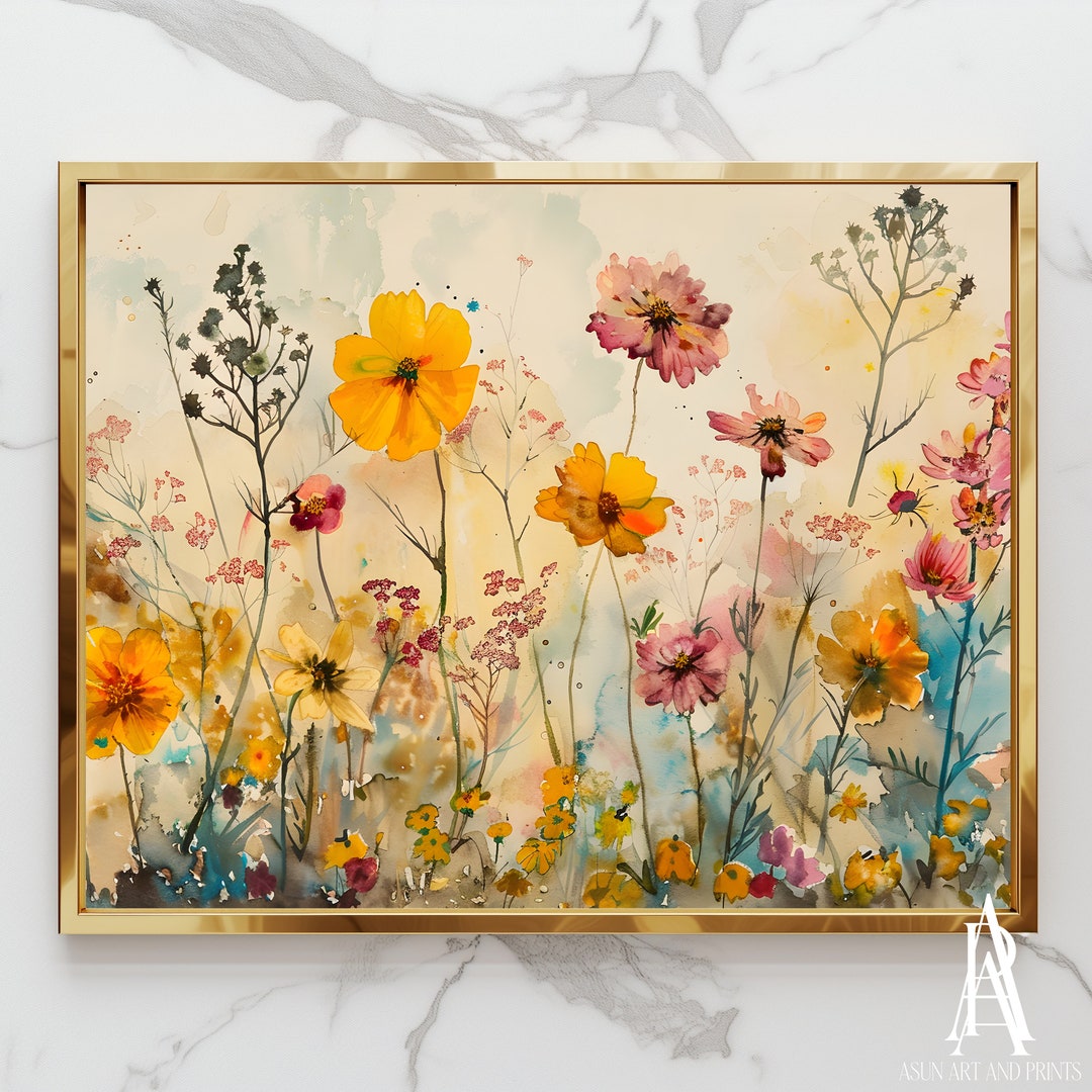 WILDFLOWER FIELD PRINT Farmhouse Decor, Trendy Wall Decor, Vintage ...