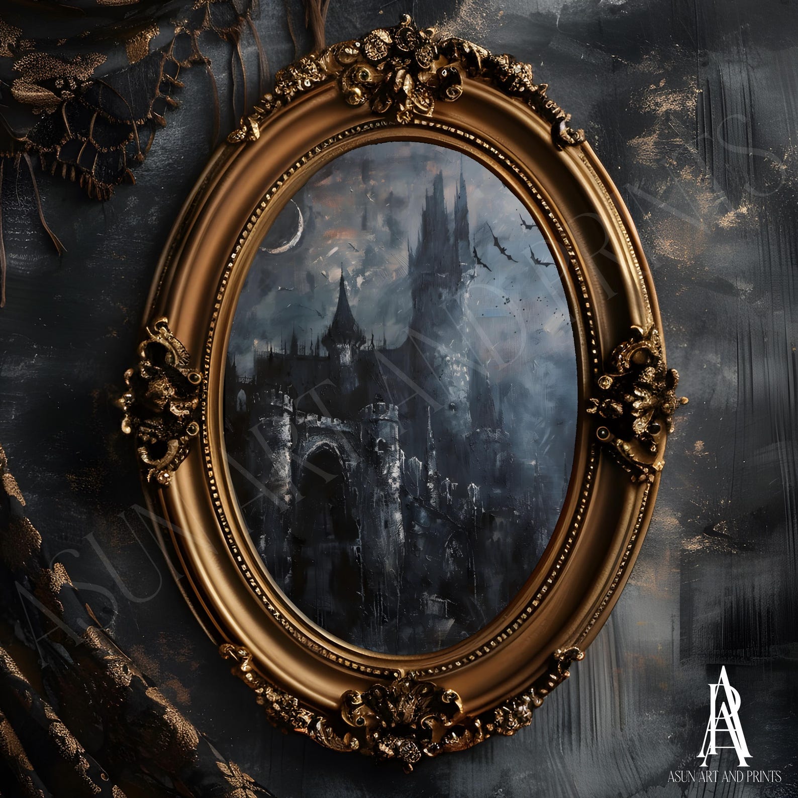 MOODY Castle PAINTING Castle Art Print, Gothic Art, Vintage European ...