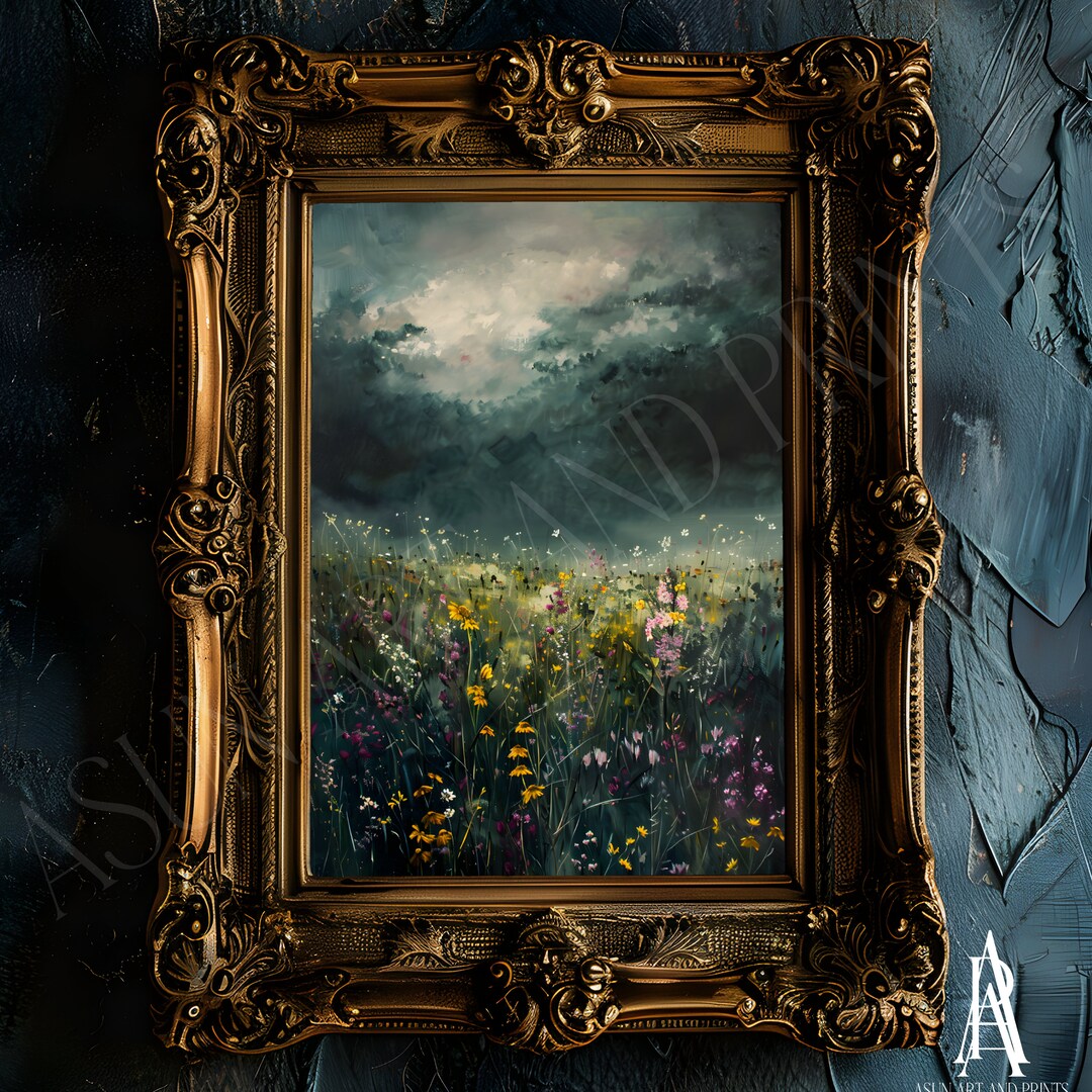 MOODY FLORAL PAINTING | Vintage European Art, Dark Moody Prints ...