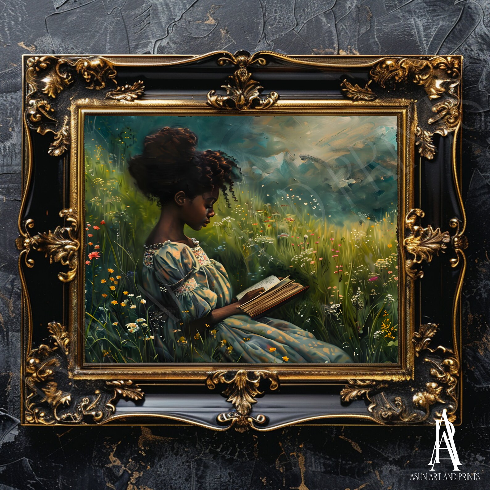 MOODY Lady Reading a Book | Vintage European Art, Dark Moody Prints ...