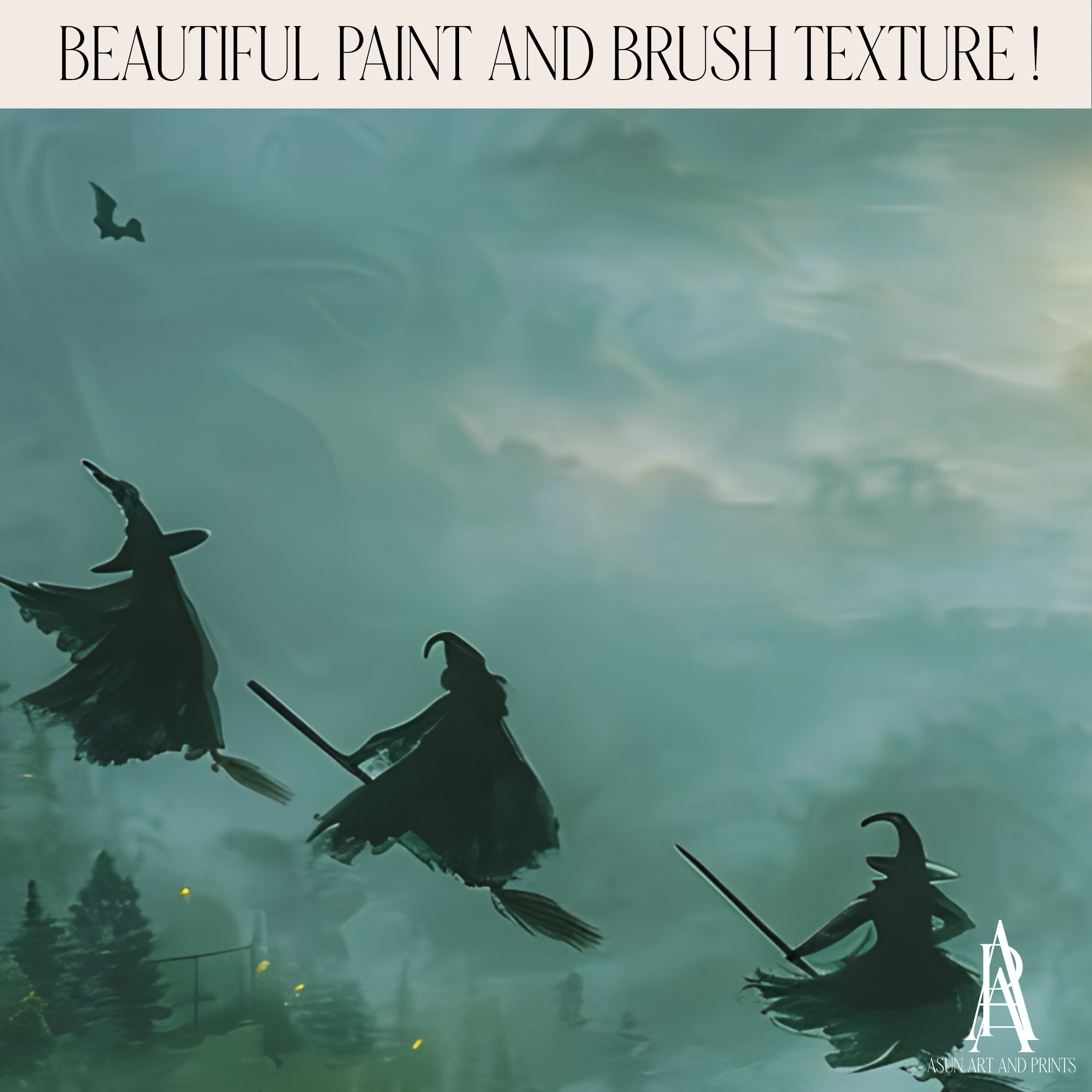 PRINTED & SHIPPED Dark Moody Witches Oil Painting Witchy Vintage Halloween Witchy Decor Witch ...