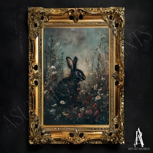 PRINTED & SHIPPED Moody Rabbit| Vintage European Art, Dark Moody Prints ...