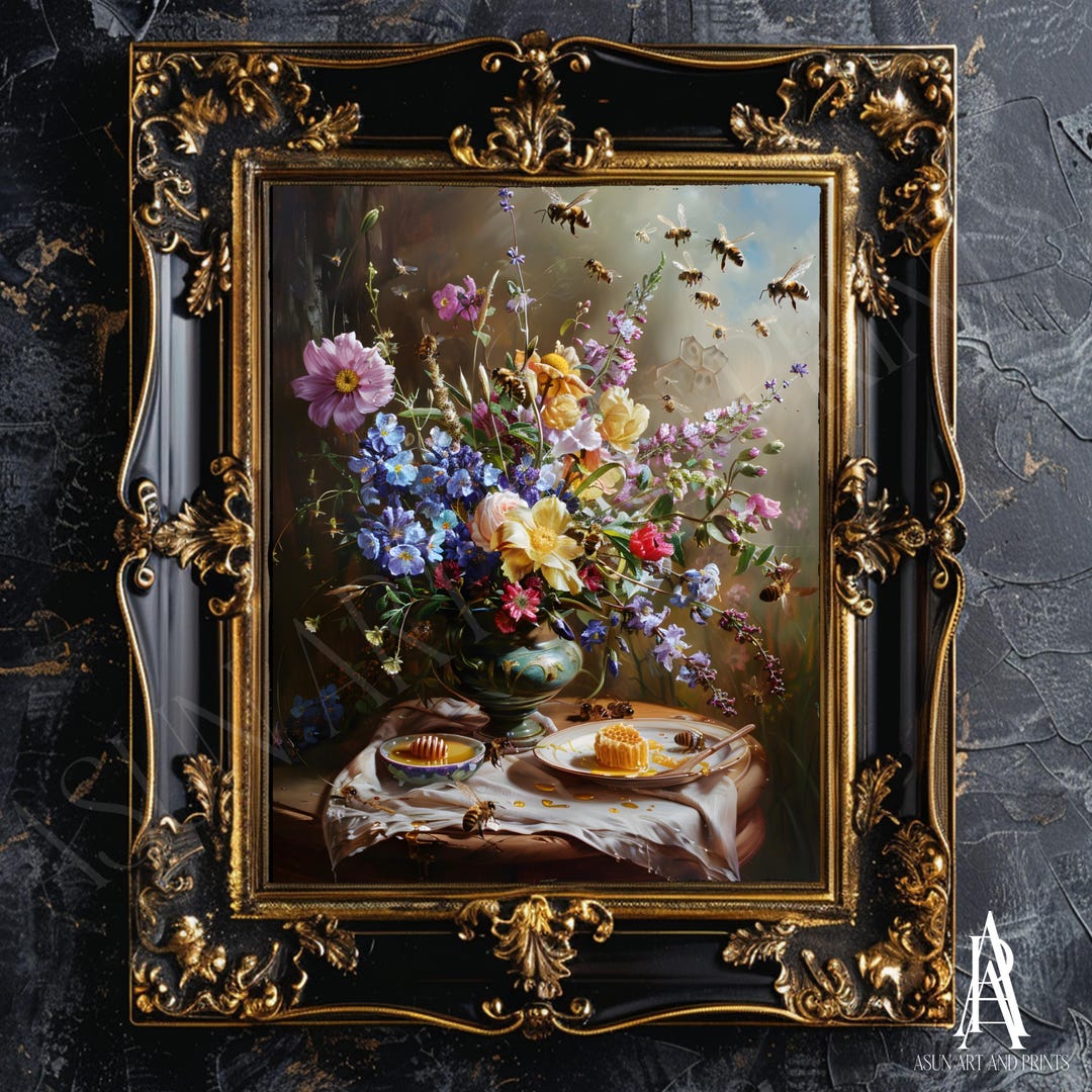 PRINTED & SHIPPED Moody Bee Oil Painting | Bee Art Print, Bee Artwork ...