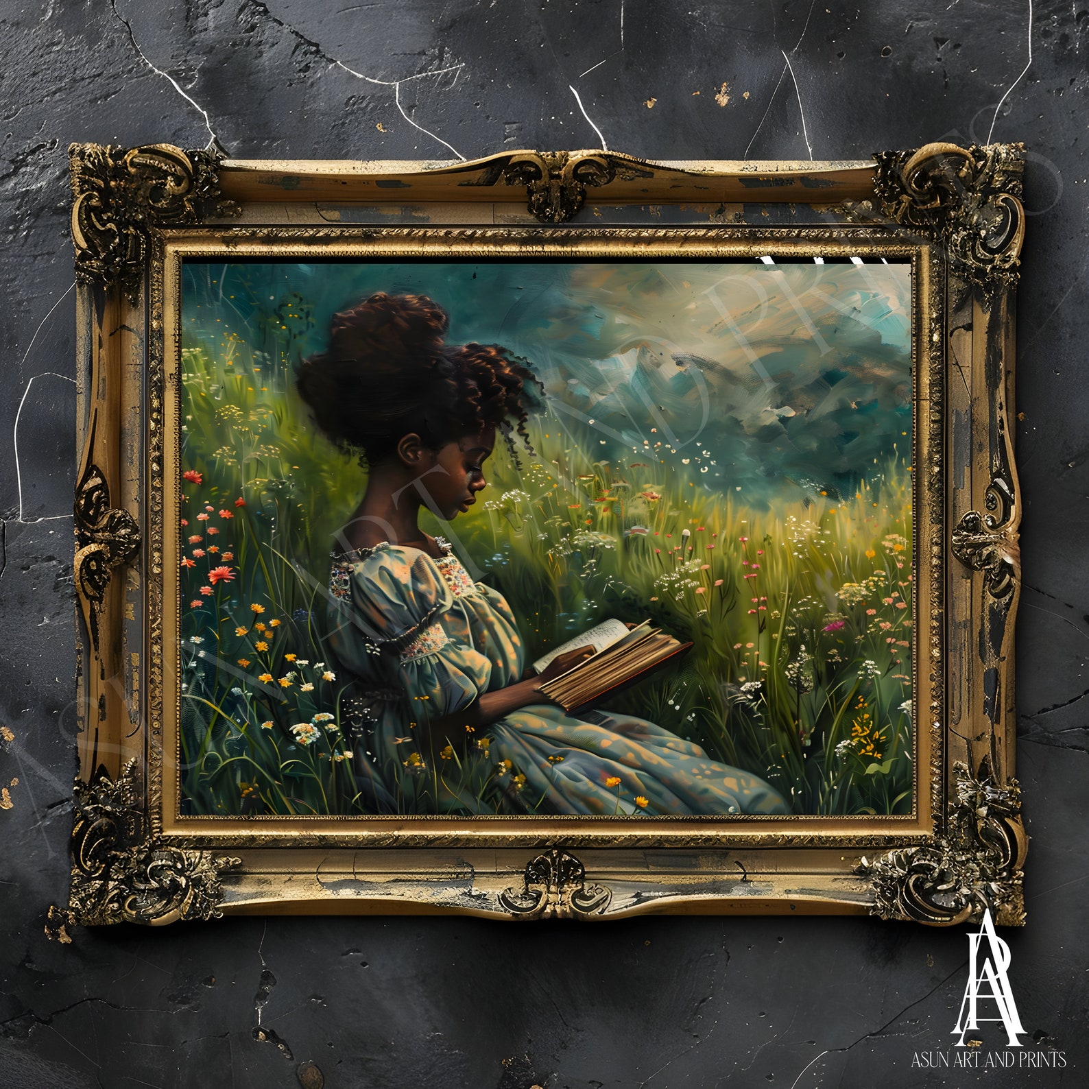 MOODY Lady Reading a Book | Vintage European Art, Dark Moody Prints ...