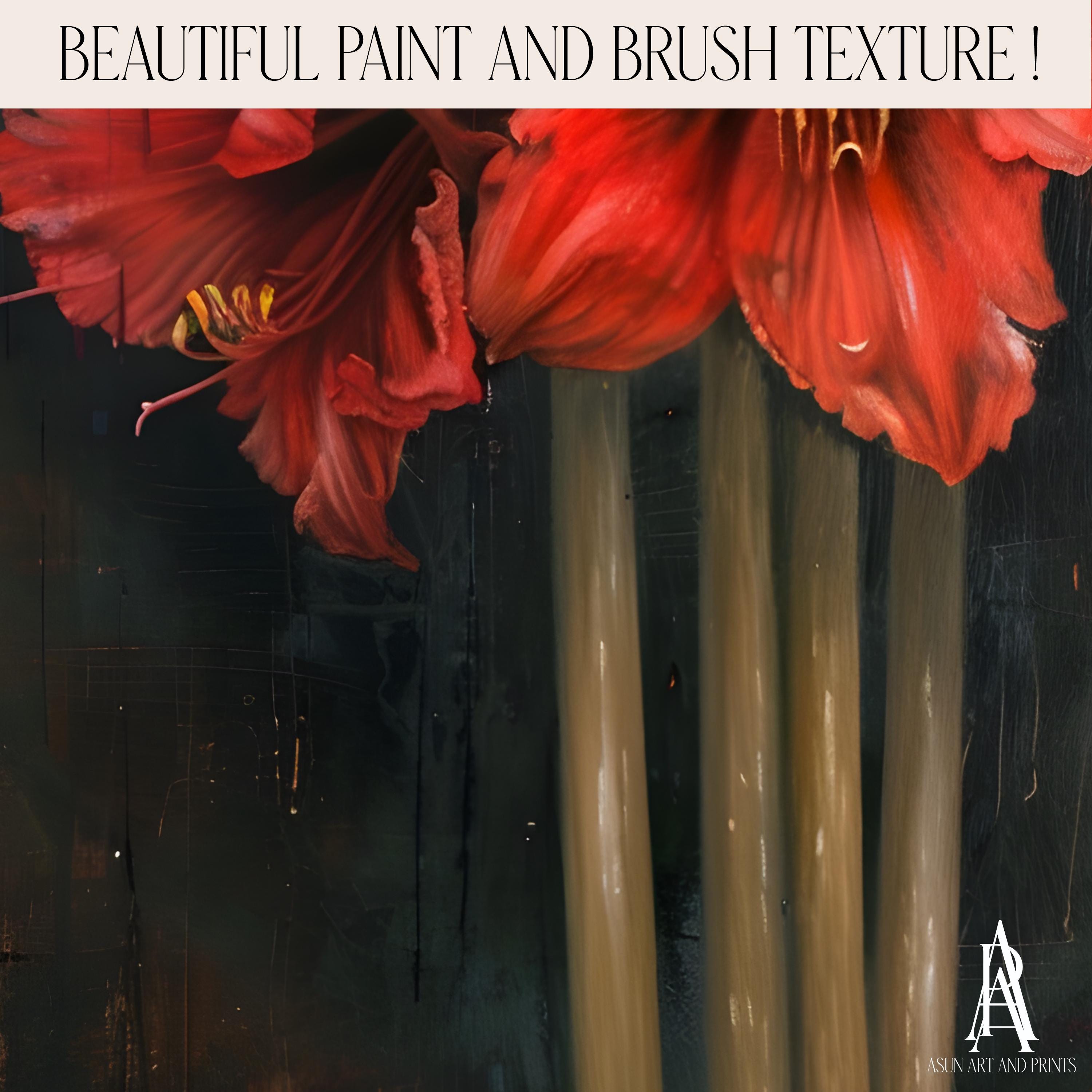 PRINTED & SHIPPED Moody Amaryllis Oil Painting | Vintage, Dark Moody ...