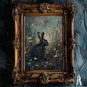 PRINTED & SHIPPED Moody Rabbit| Vintage European Art, Dark Moody Prints ...