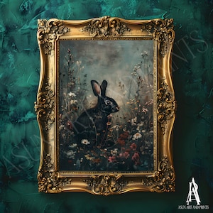 PRINTED & SHIPPED Moody Rabbit| Vintage European Art, Dark Moody Prints ...