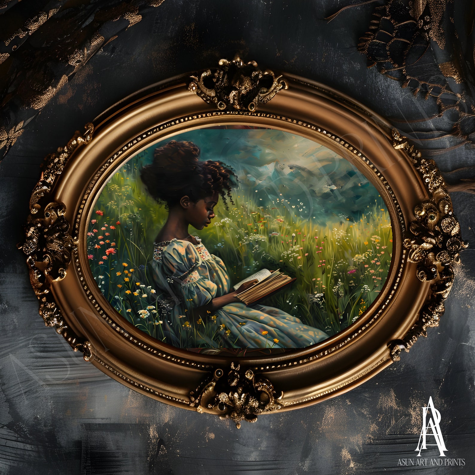 MOODY Lady Reading a Book | Vintage European Art, Dark Moody Prints ...