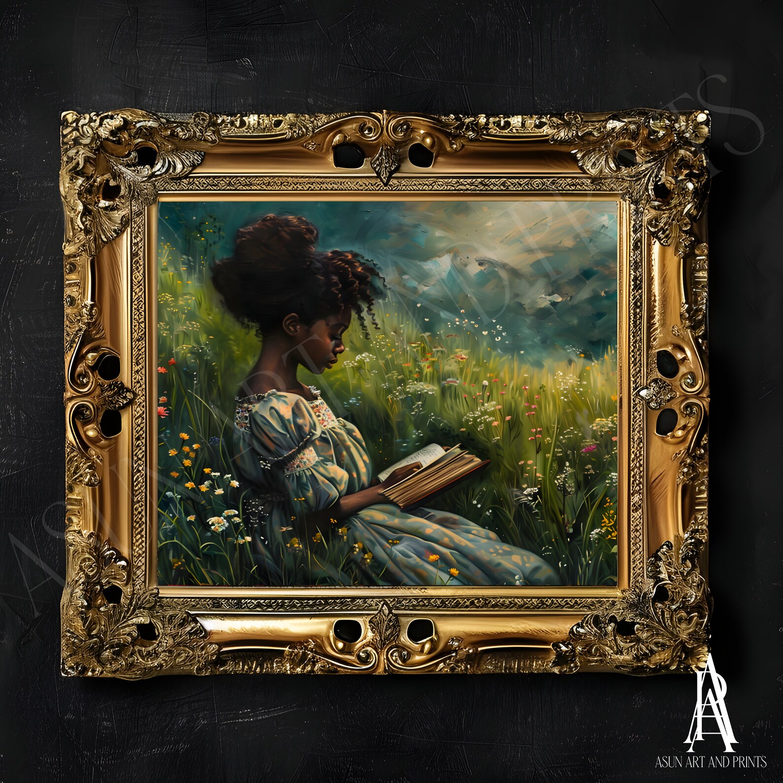 MOODY Lady Reading a Book | Vintage European Art, Dark Moody Prints ...