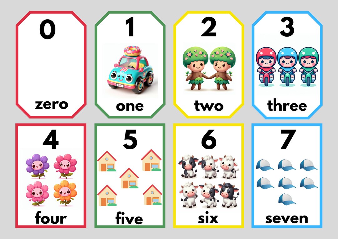 20 Number Cards, Numbers 0-20 Printable Flashcards, Preschool Counting ...