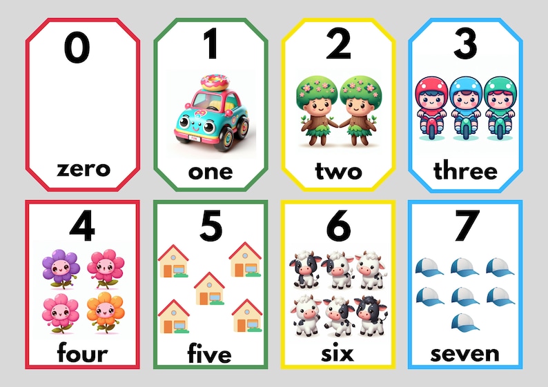 Numbers 0-20 Printable Flashcards, Montessori Counting Cards (digital ...