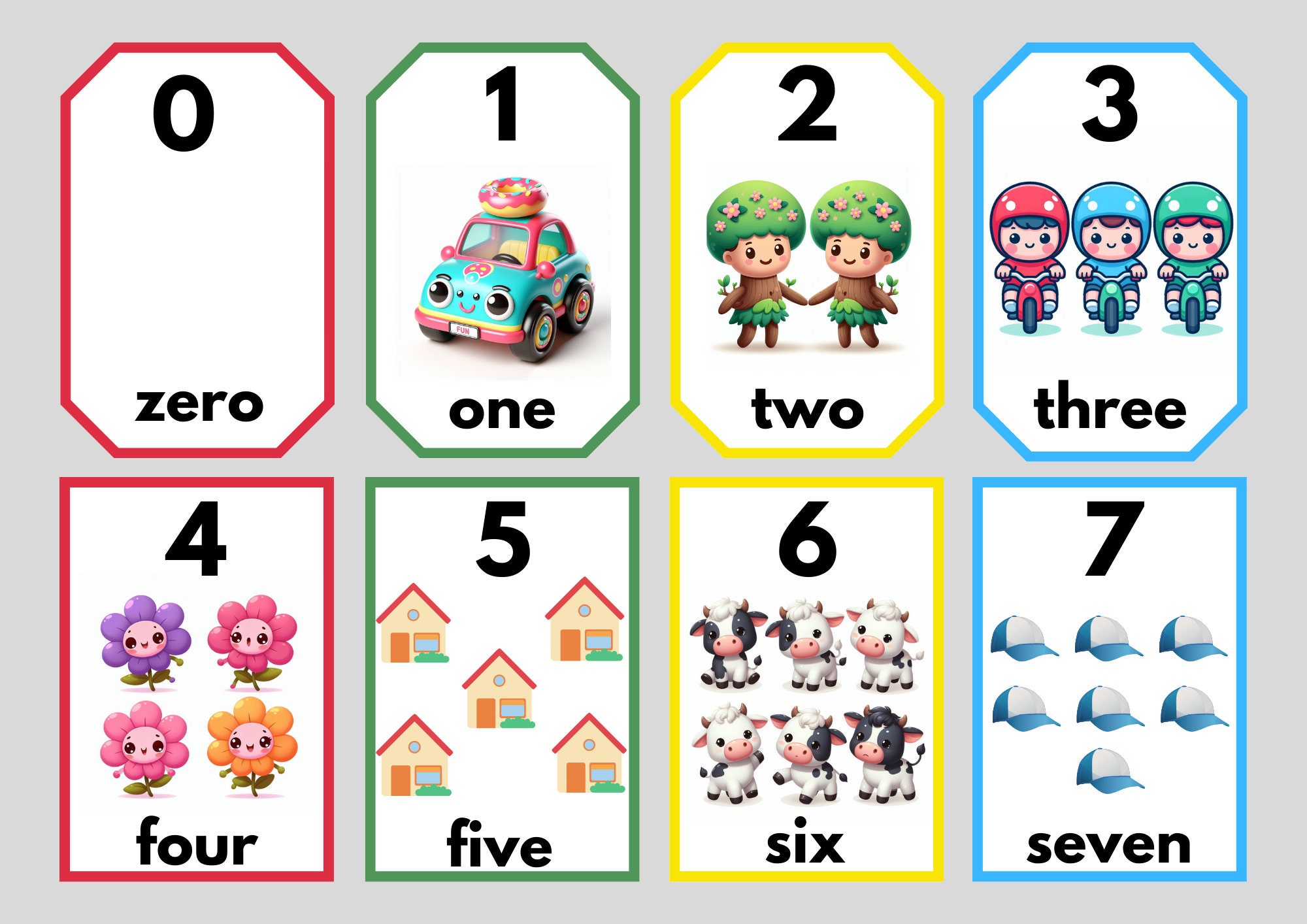 20 Number Cards, Numbers 0-20 Printable Flashcards, Preschool Counting ...