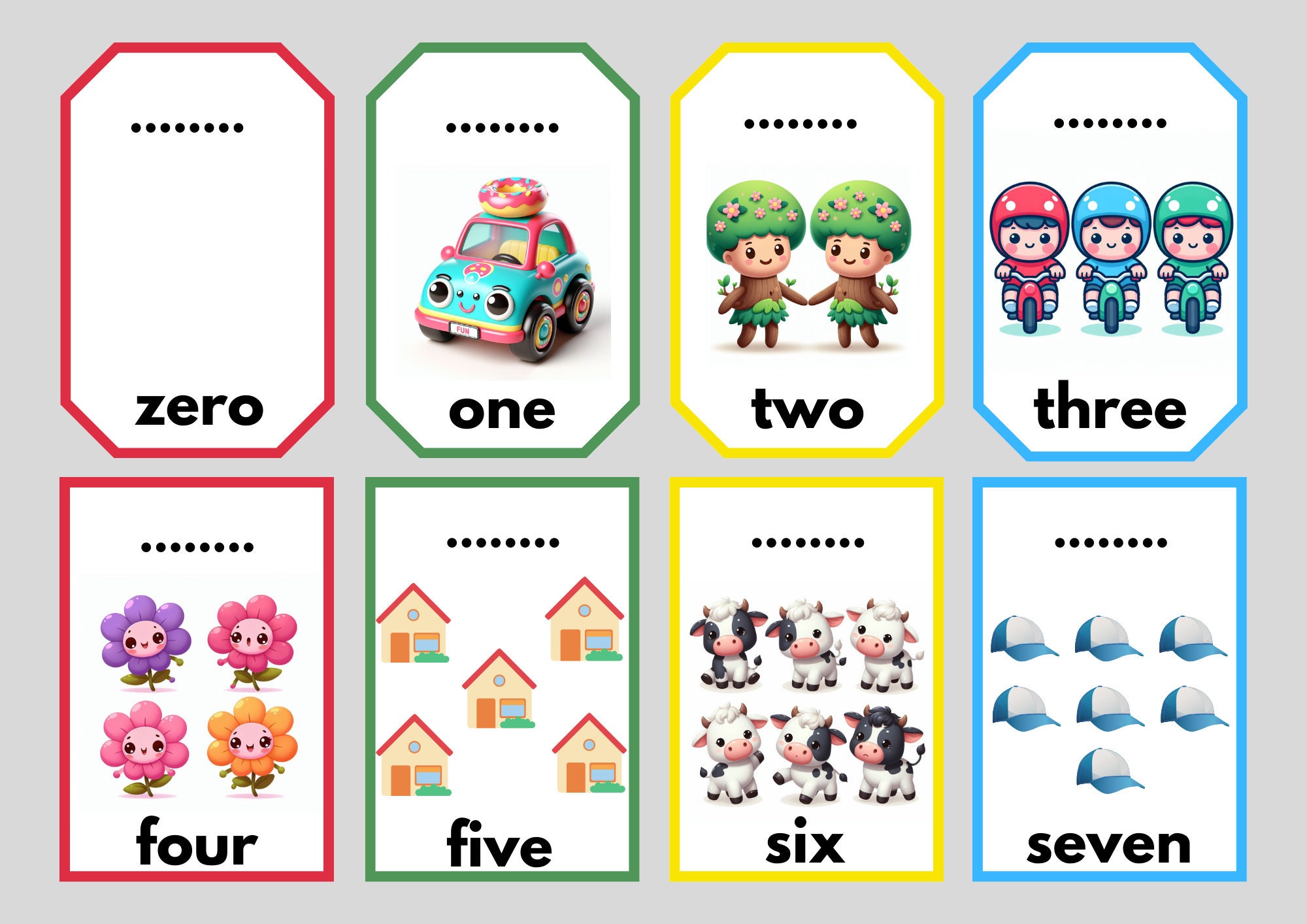 20 Number Cards, Numbers 0-20 Printable Flashcards, Preschool Counting ...