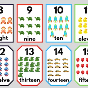 20 Number Cards, Numbers 0-20 Printable Flashcards, Preschool Counting ...