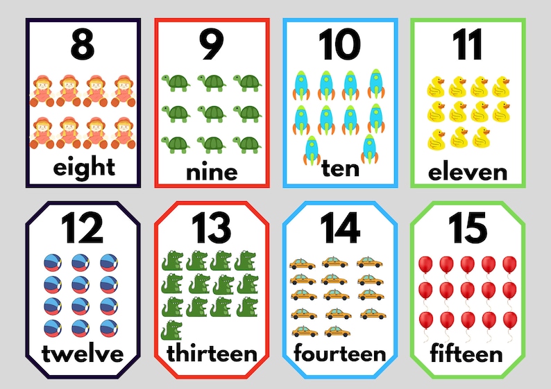20 Number Cards, Numbers 0-20 Printable Flashcards, Preschool Counting ...