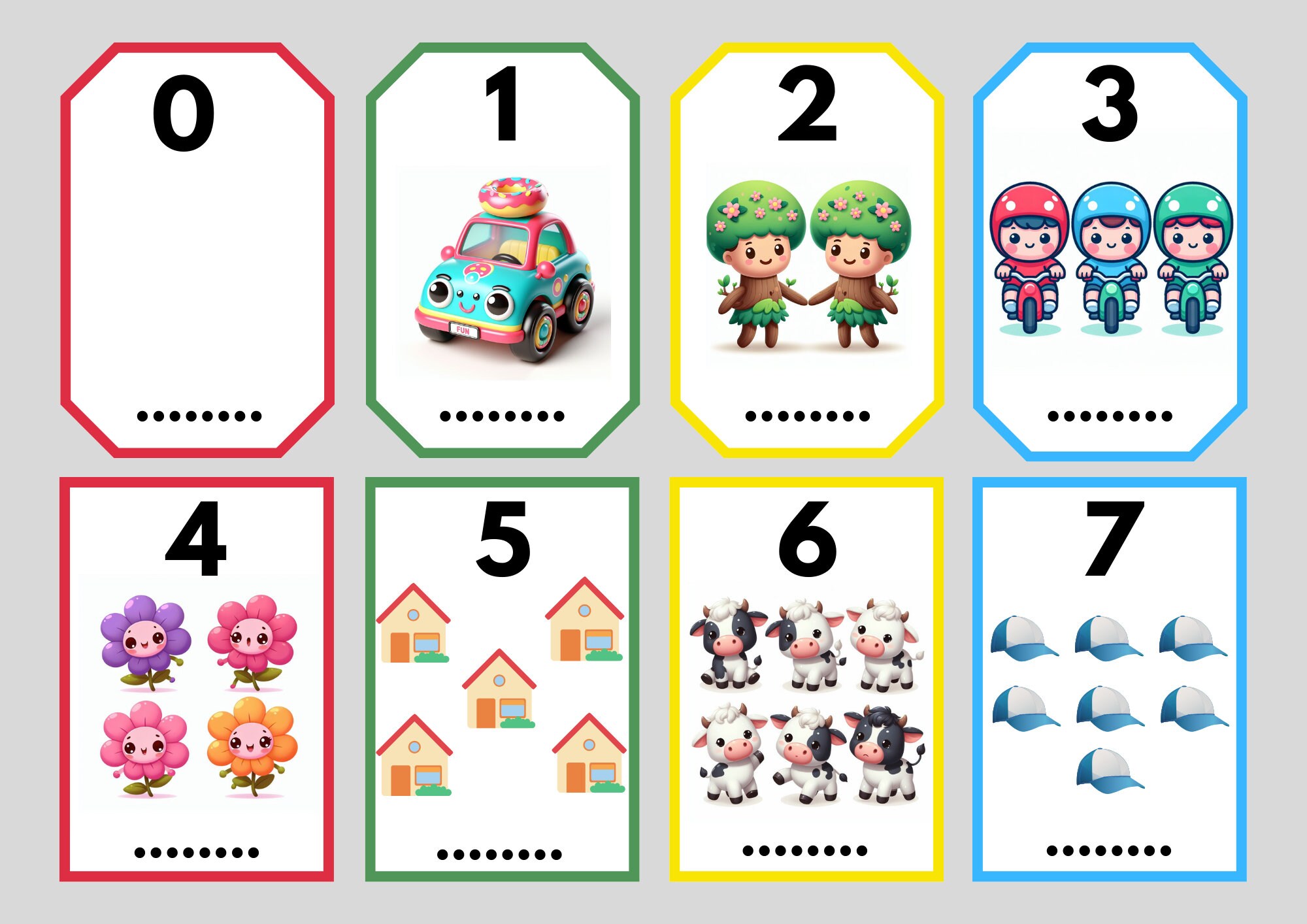 20 Number Cards, Numbers 0-20 Printable Flashcards, Preschool Counting ...
