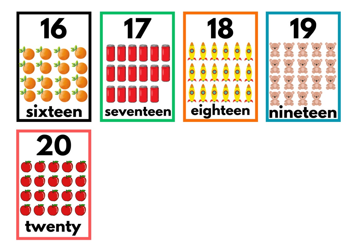 Numbers 0-20 Printable Flashcards, Montessori Counting Cards (digital ...