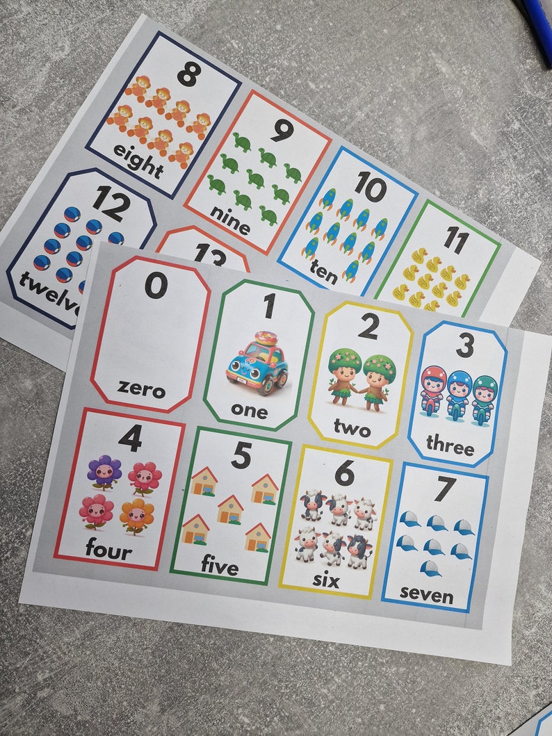 Numbers 0-20 Printable Flashcards, Montessori Counting Cards (digital Download) - Etsy