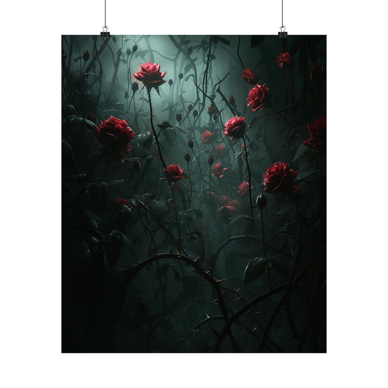 Dark Gothic Romance, Red Roses at Night Under Moon Light - Etsy