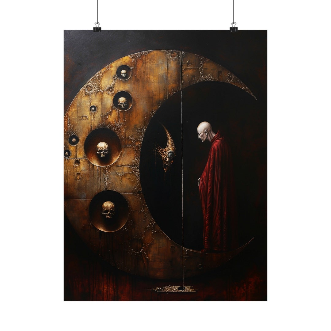 Man in the Moon, Renaissance Oil Painting Style Art Print. Occult ...