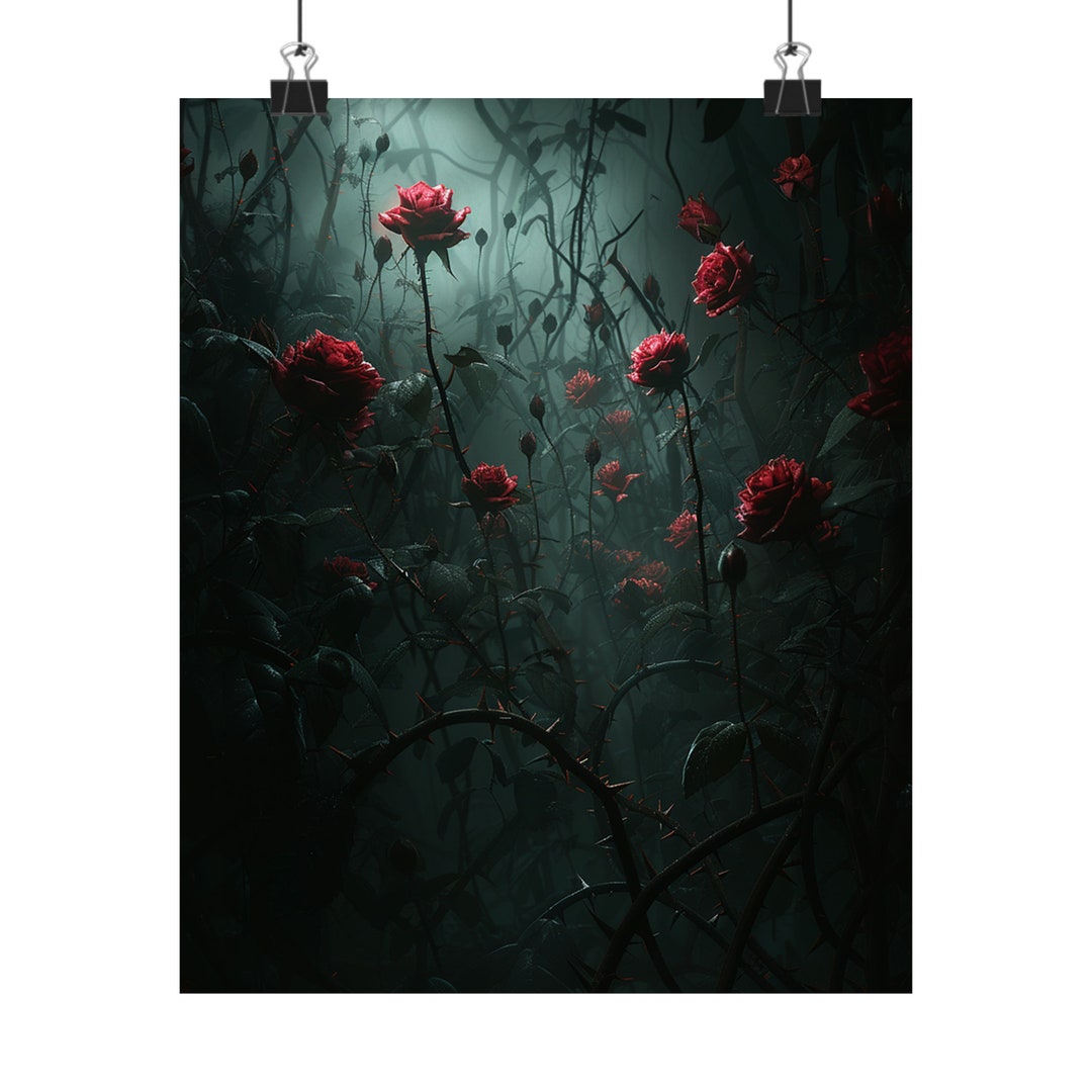 Dark Gothic Romance, Red Roses at Night Under Moon Light - Etsy