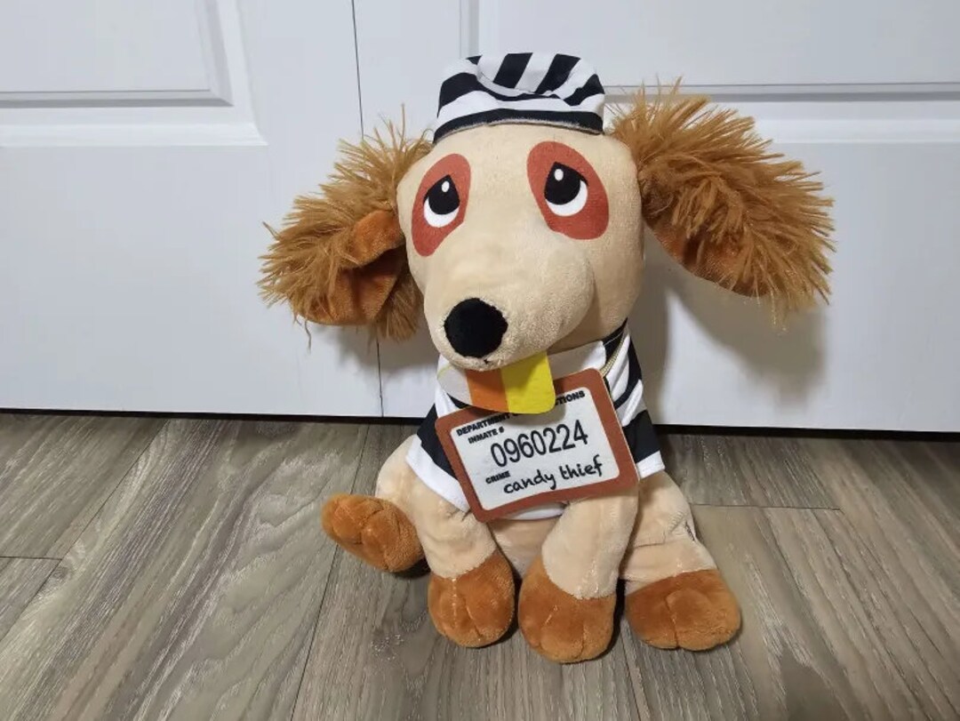 Animated Ear Flapping Cute Dog in Prisoner Outfit Plush Battery ...