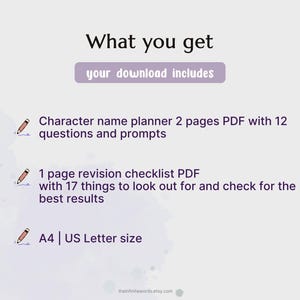 Character Name Planner Template, Nanowrimo Character Development ...