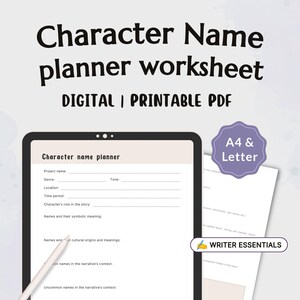Character Name Planner Template, Nanowrimo Character Development ...