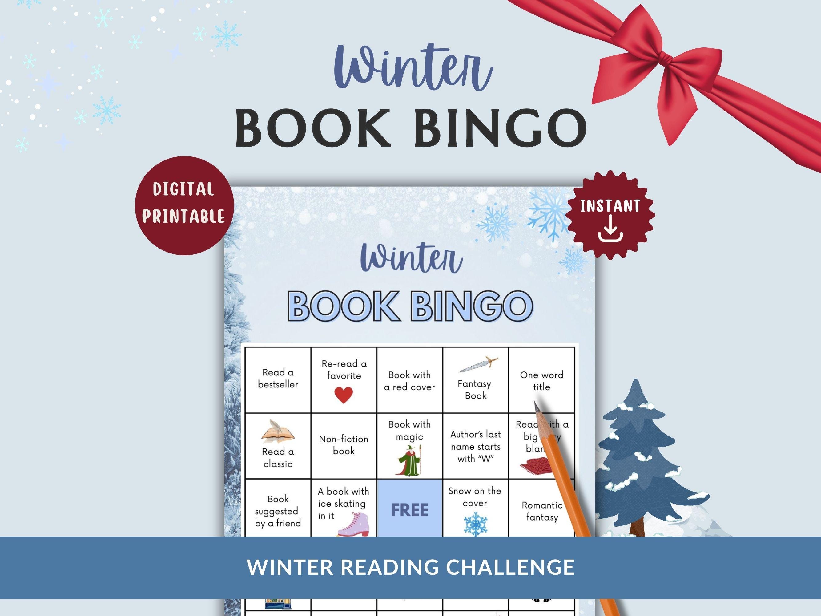 Winter Book Bingo TBR Reading Challenge Tracker, Book Club Game Winter ...