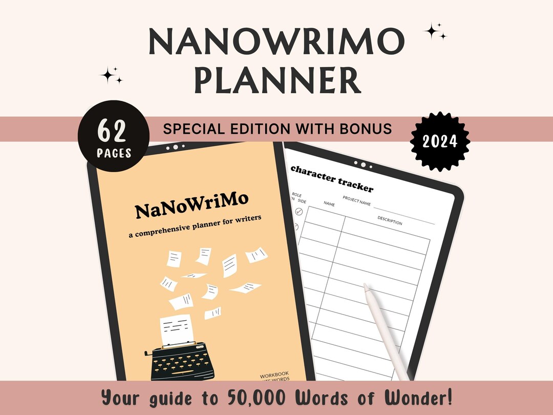 Nanowrimo Novel Planner, Writing Workbook, Scene Outline, Word Count ...