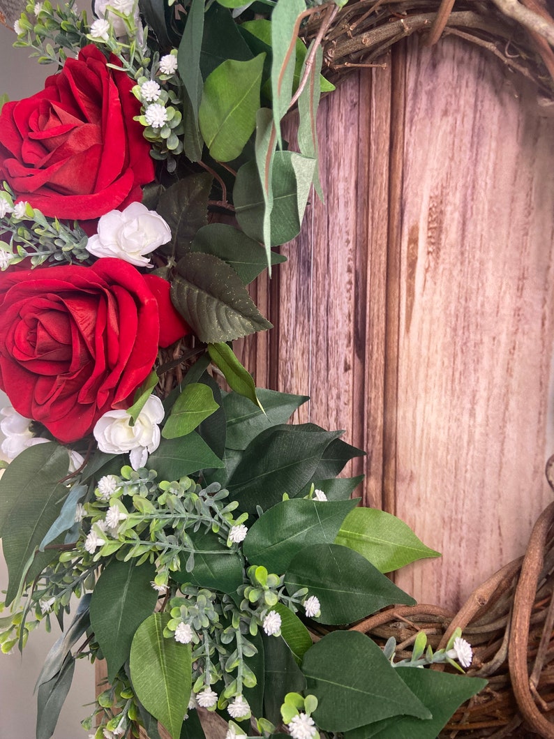 Large Red Rose and High Quality Greenery Grapevine Wreath - Etsy