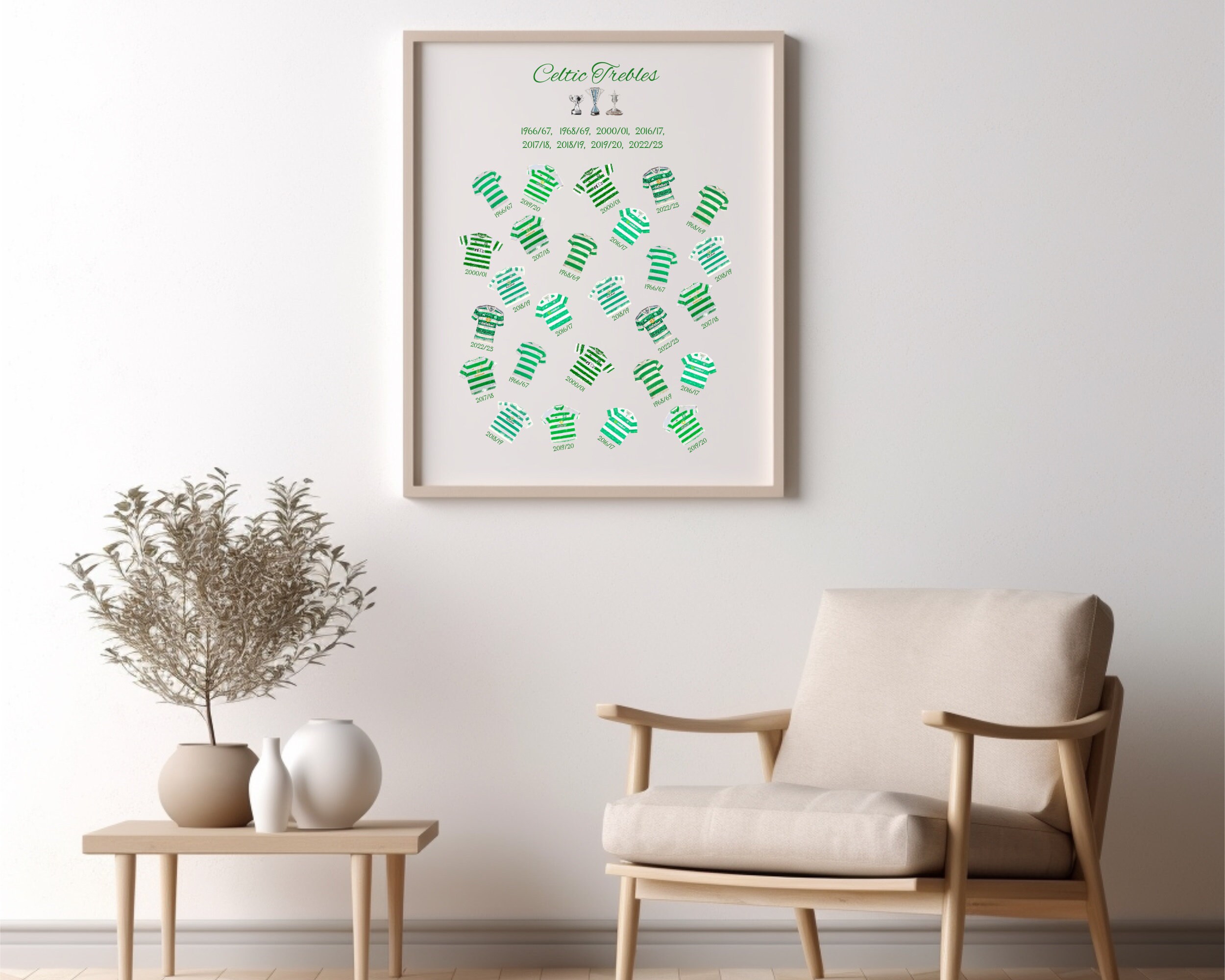 Celtic Treble Kits Poster Print Celtic FC Celtic Fans Celtic Gifts ...