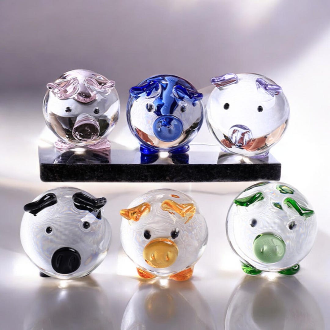 Pig Glass Paperweight, Pig Crystal Ornament, Animal Glass Figurine ...