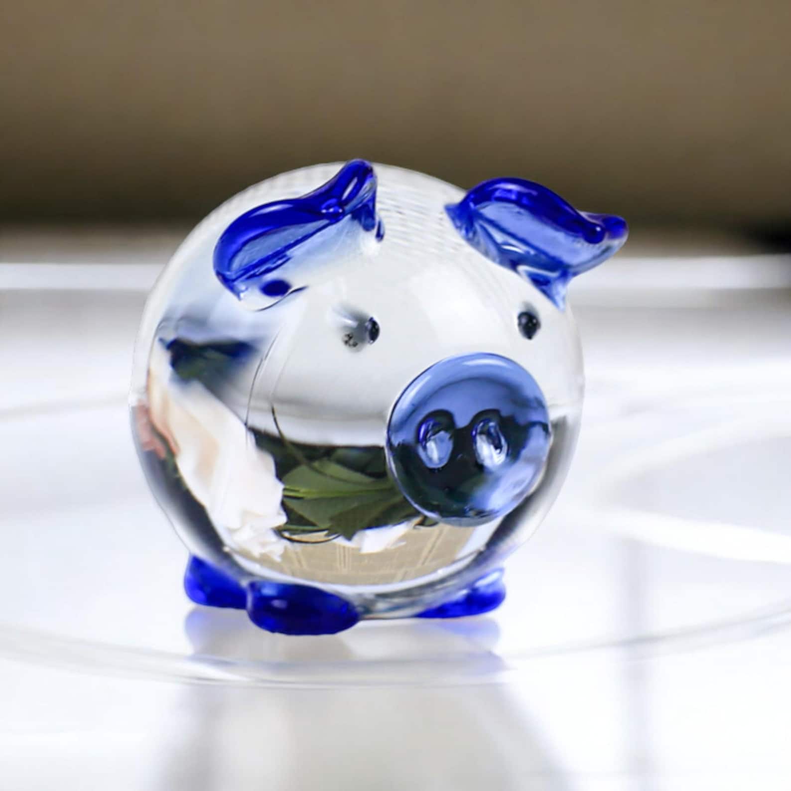 Pig Glass Paperweight, Pig Crystal Ornament, Animal Glass Figurine ...