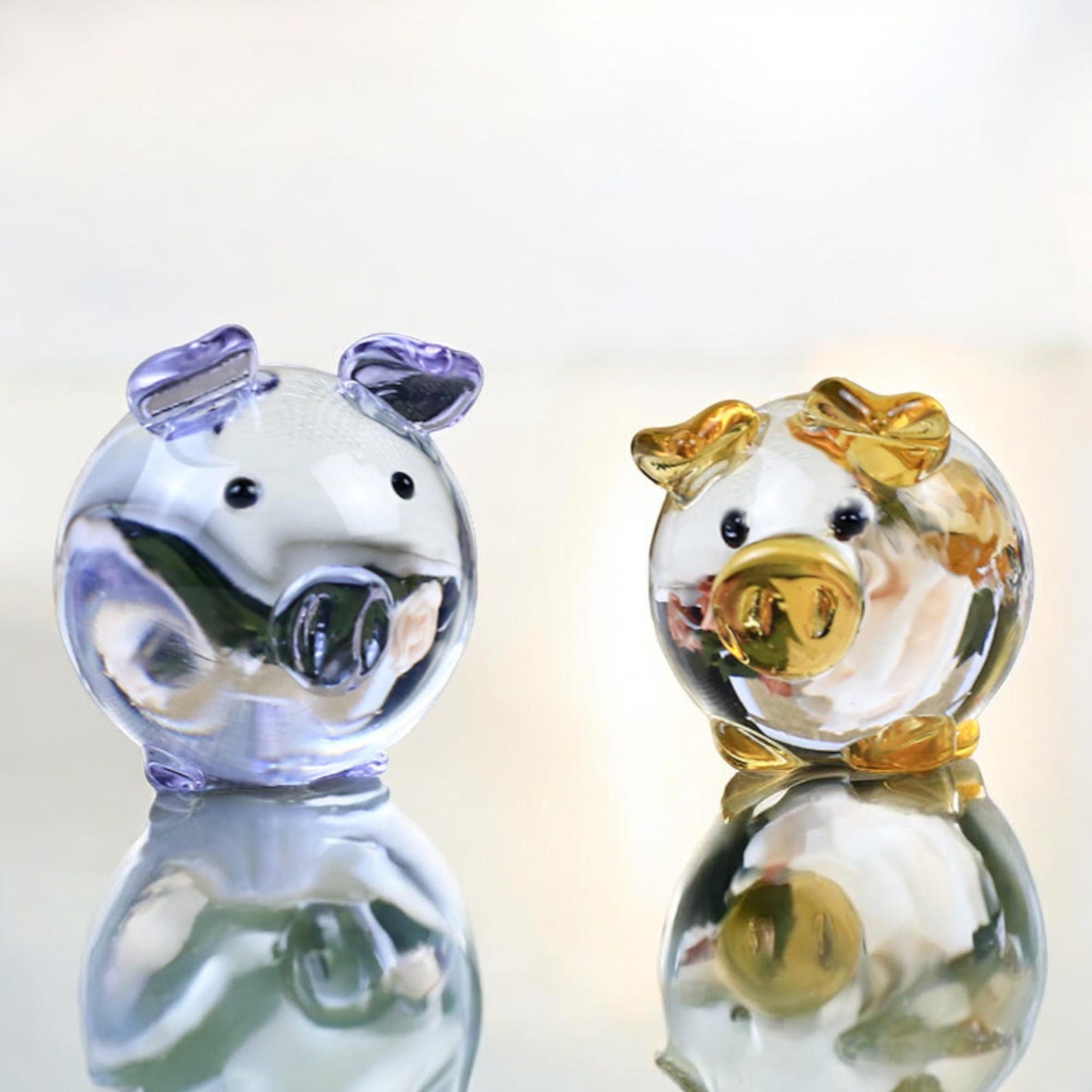 Pig Glass Paperweight, Pig Crystal Ornament, Animal Glass Figurine ...