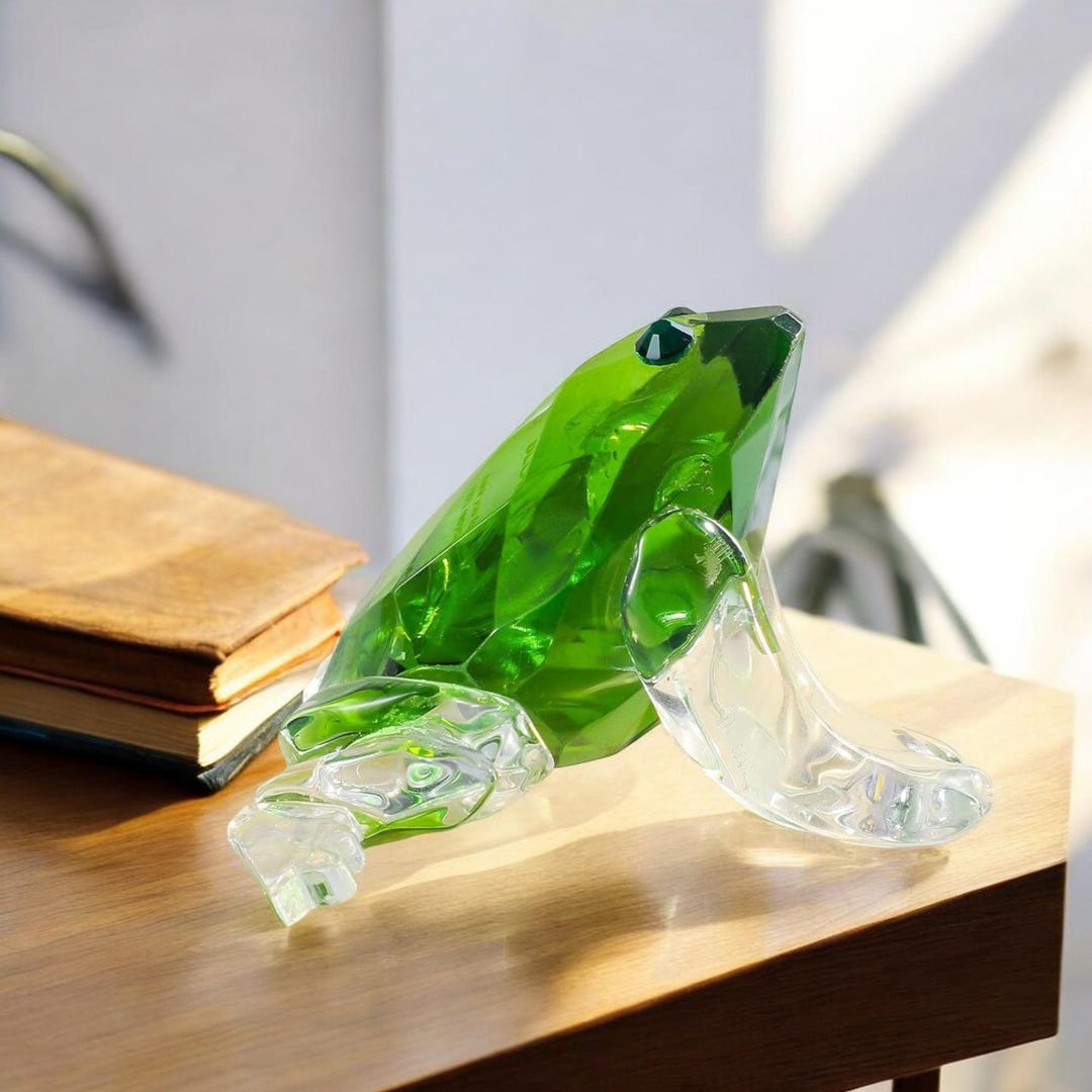Mini Green Frog Glass Paperweight, Green Frog Glass Ornament, Frog ...