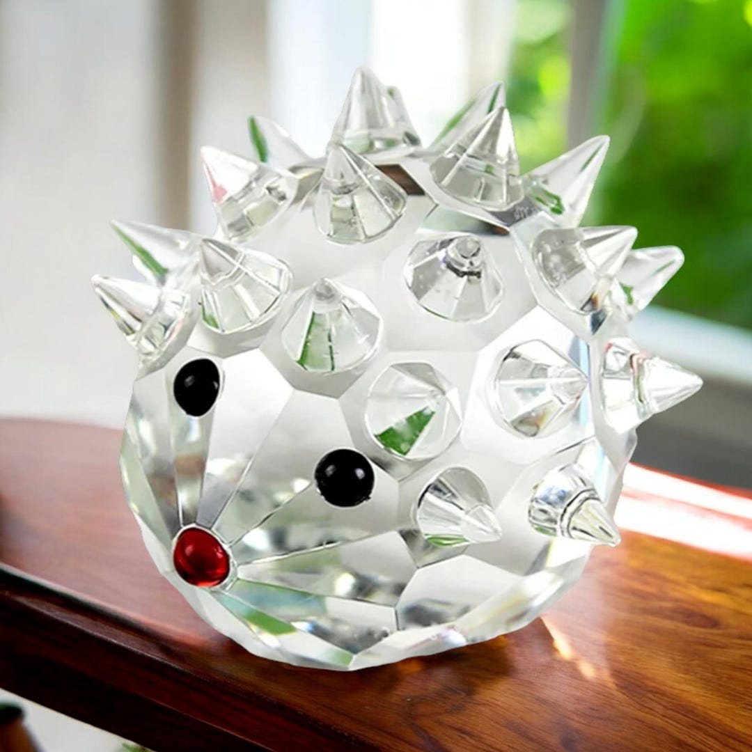 Mini Glass Hedgehog Paperweight, Glass Hedgehog Ornament, Crystal ...