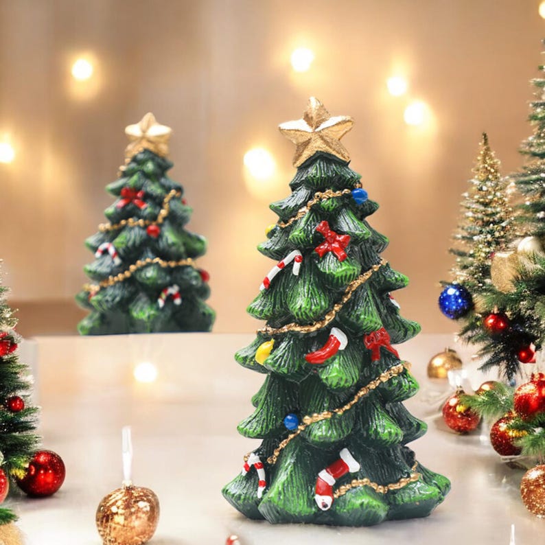 Handmade Resin Mini Christmas Tree: Festive Tabletop Decor - Etsy