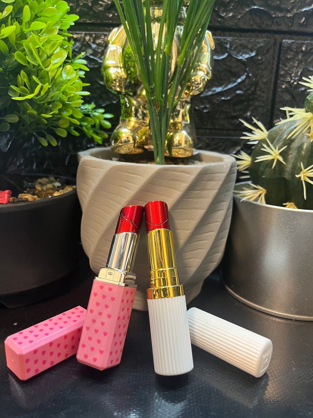 Lipstick Lighter for Women, White and Pink Heart Lighter, Cute Lighter ...