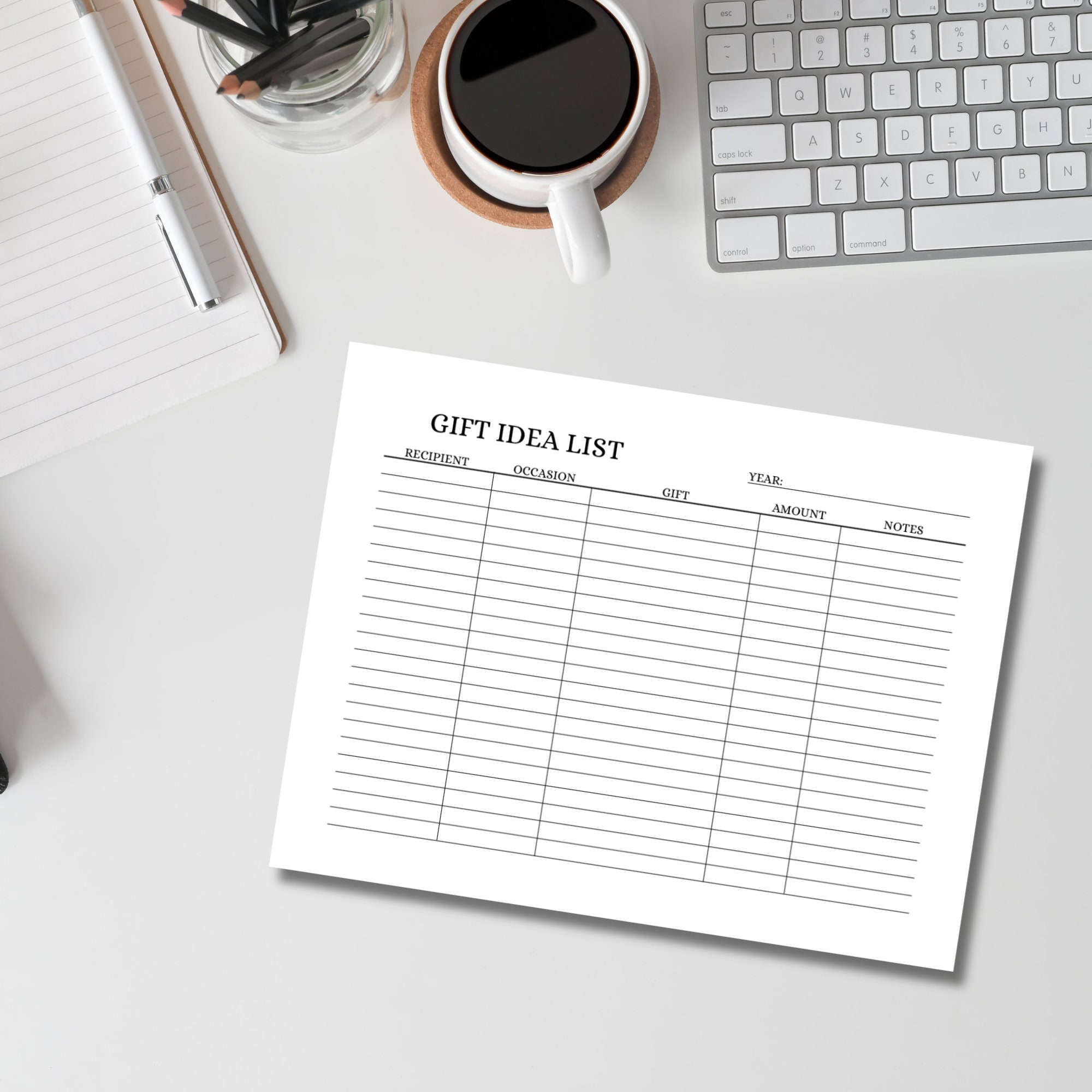 Gift Idea Template, Simple Gift Idea Tracker, Basic Gift Idea List ...