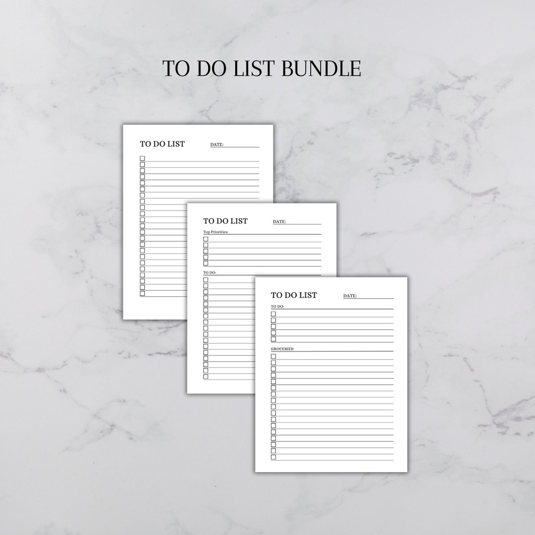 To Do List Bundle, Basic to Do List, Printable to Do List, Task ...